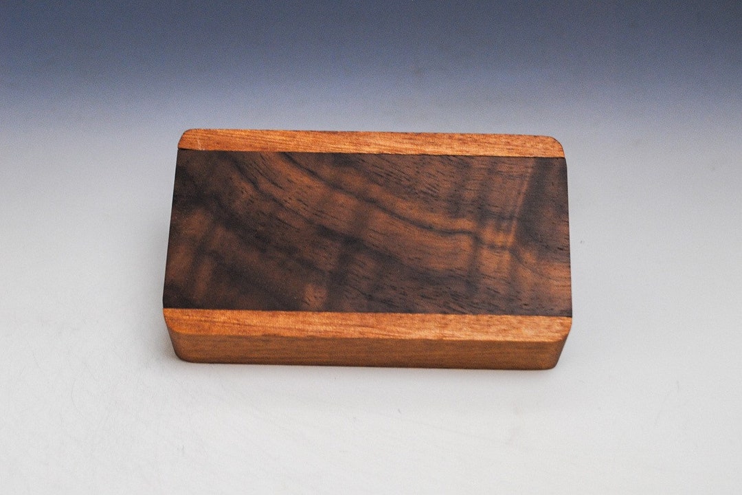 Slide Top Small Wood Box of Mahogany With Figured Walnut USA - Etsy