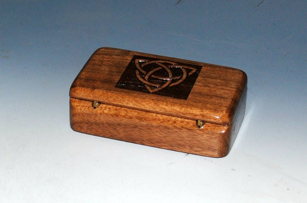 Wooden Box With Triquetra Engraved on Small Walnut Box | Etsy