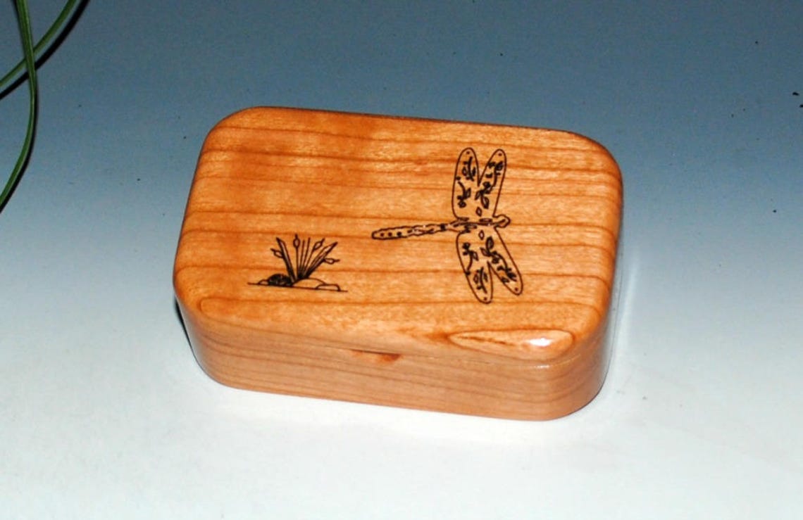 Wooden Box With a Dragonfly of Cherry Handmade in the USA by - Etsy