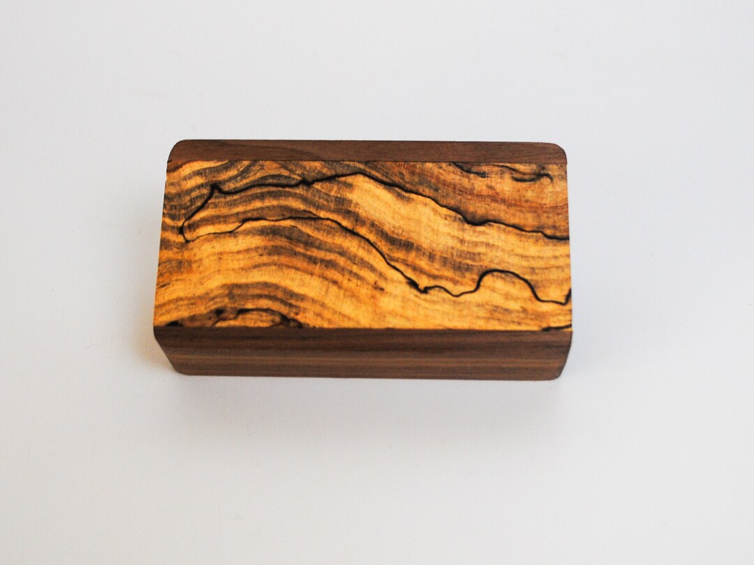 Slide Top Small Wood Box of Walnut With Spalted Maple USA Made by ...