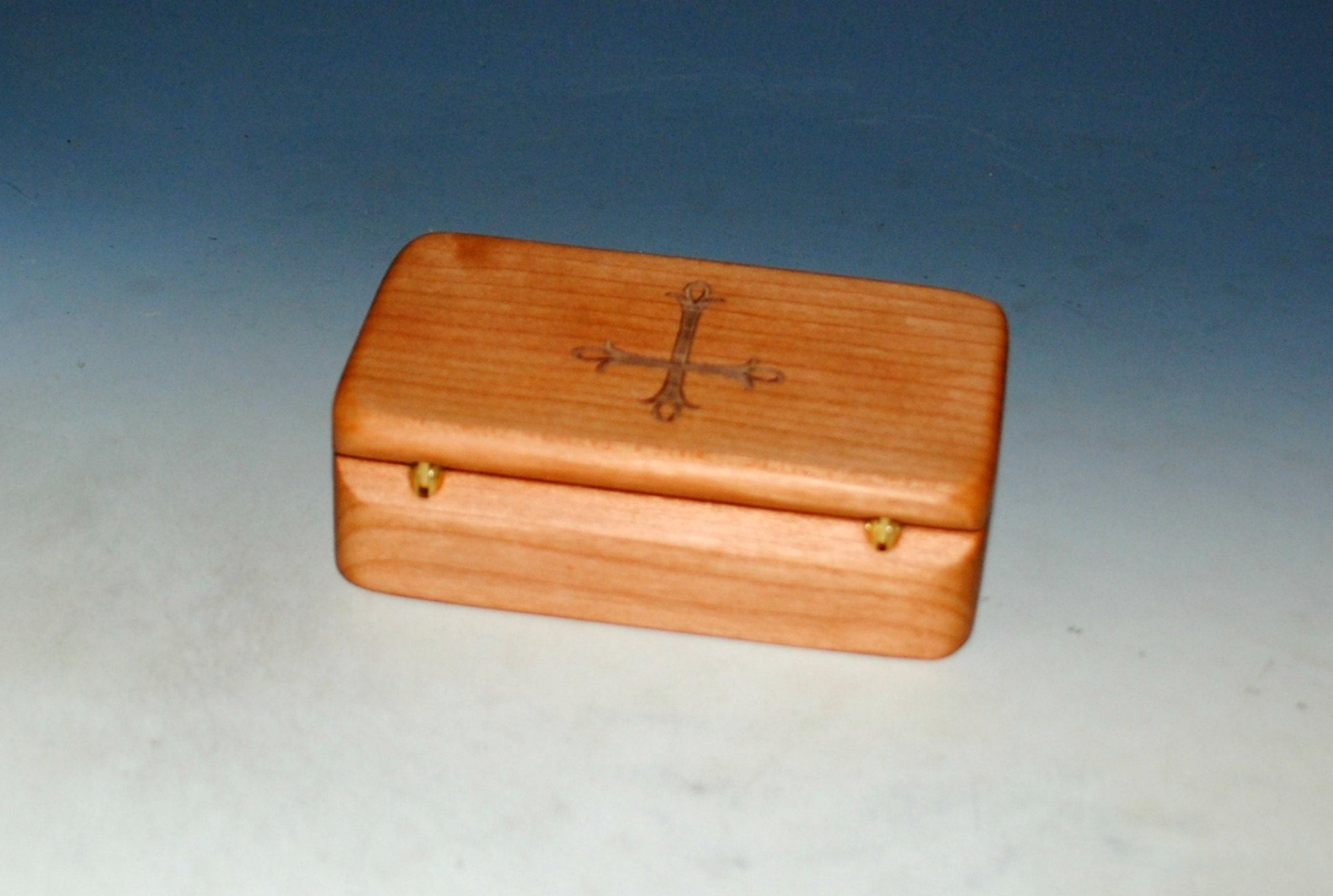 Small Wooden Box With Cross Engraving on Cherry Handmade Tiny Wood Box ...