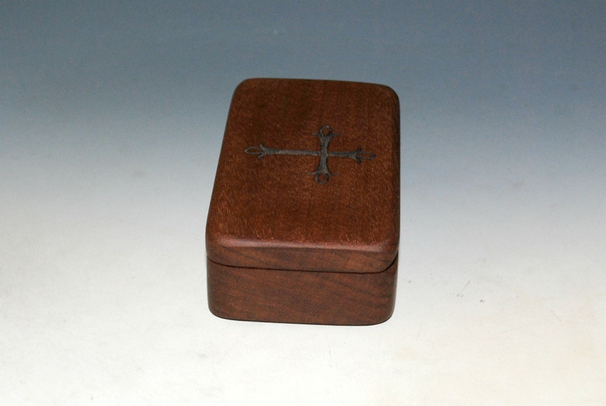 Small Wooden Box With Cross Engraving on Mahogany Rosary Box - Etsy