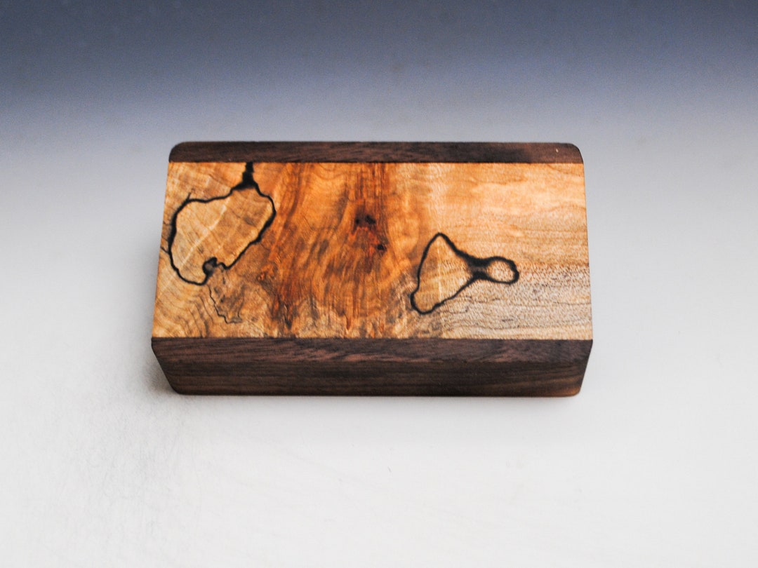 Slide Top Small Wood Box of Walnut With Spalted Maple USA Made by ...