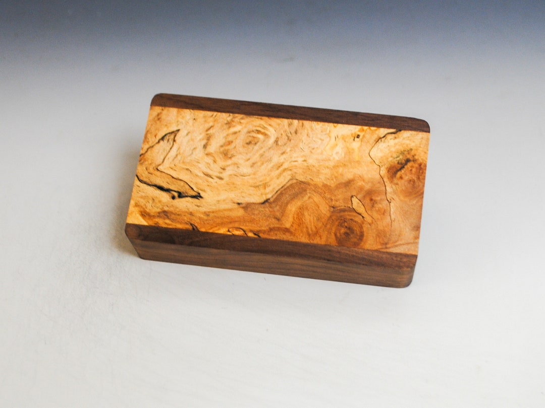 Slide Top Small Wood Box of Walnut With Spalted Maple USA Made by ...
