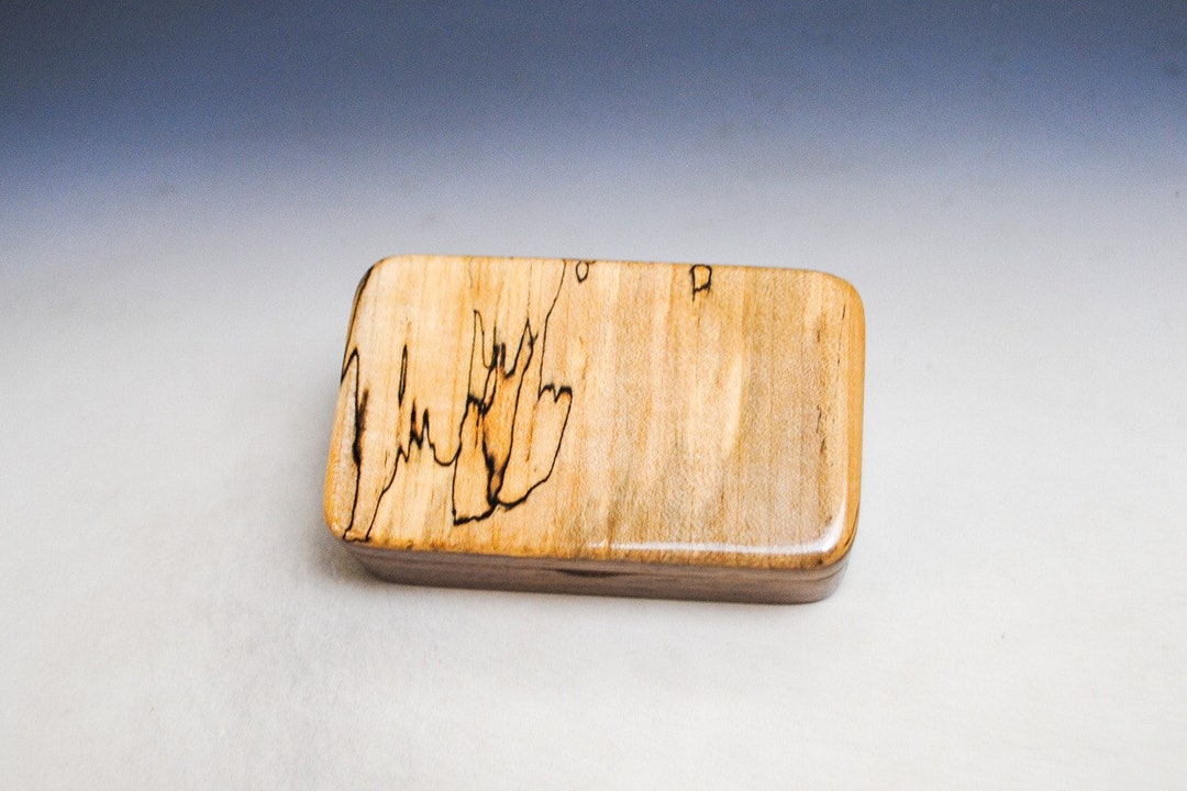 Very Small Wooden Box of Walnut With Spalted Maple Handmade by - Etsy