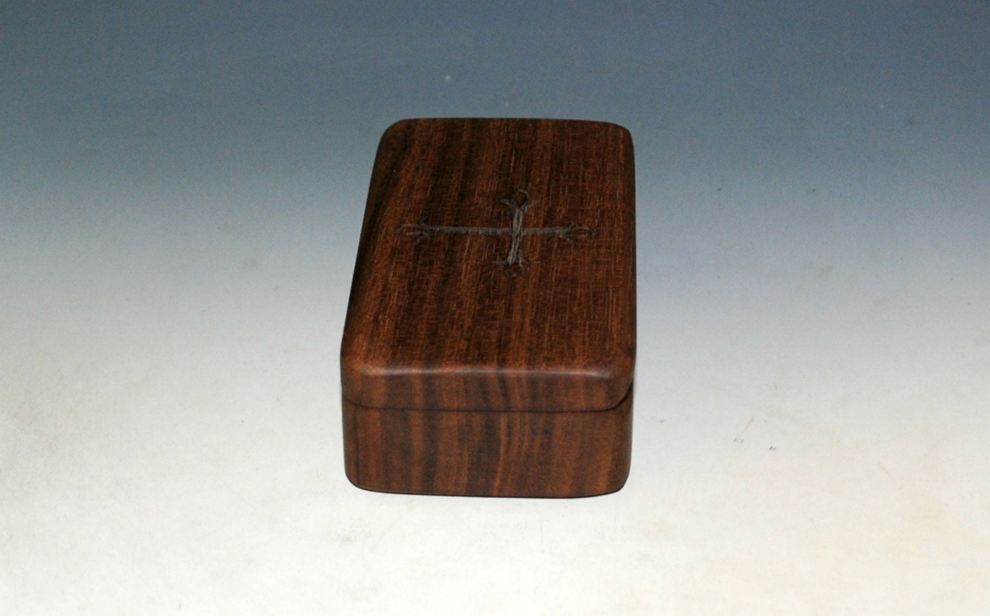 Small Wooden Box With Cross Engraving on Walnut Rosary Box | Etsy