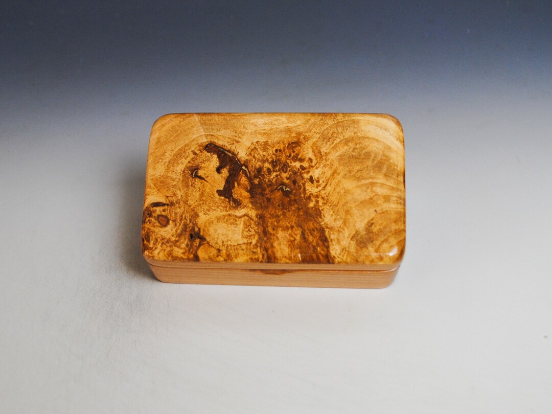 Very Small Wooden Box of Cherry With Maple Burl by Burlwoodbox USA Made ...
