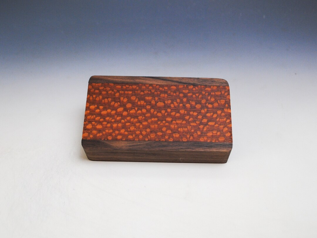 Slide Top Small Wood Box of Walnut With Leopardwood USA Made - Etsy