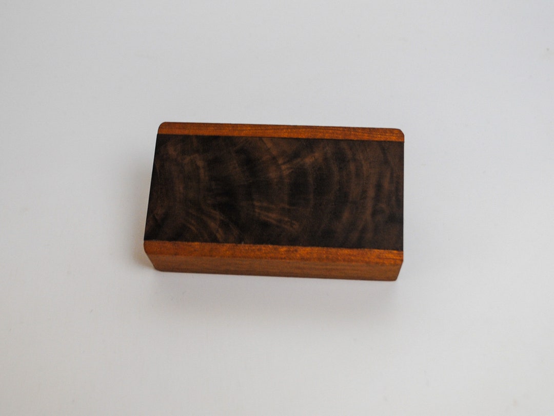 Slide Top Small Wood Box of Mahogany With Figured Walnut - USA Made by ...