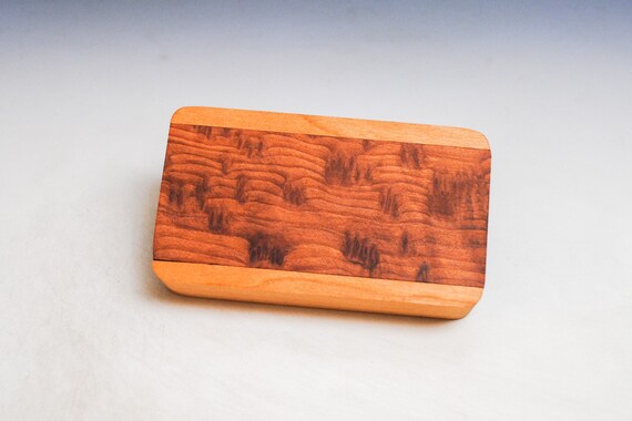 Slide Top Small Wood Box of Cherry With Redwood Burl USA - Etsy