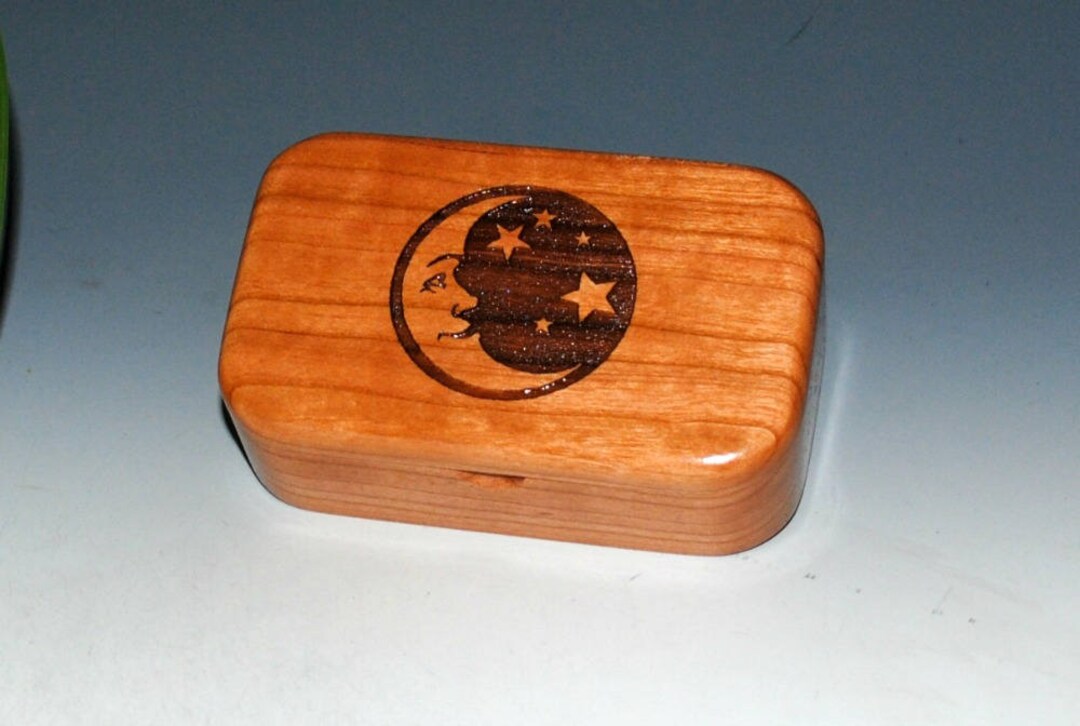 Wooden Box With Moon & Stars of Cherry Handmade Box for Treasures ...