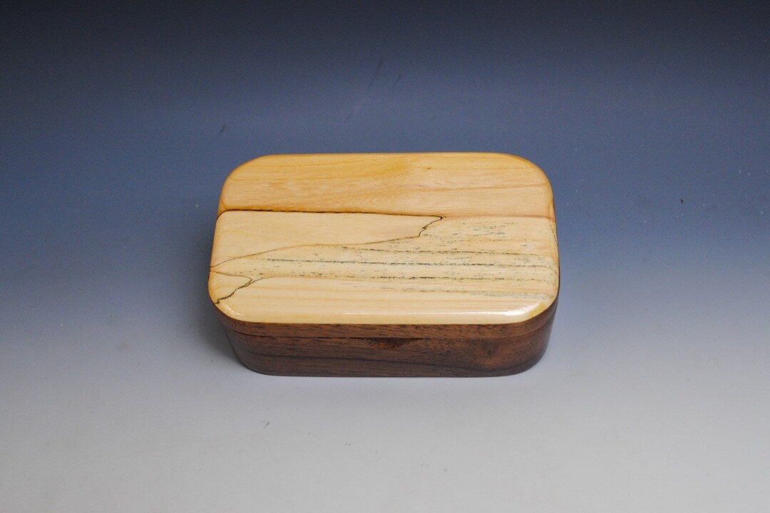 Handmade Spalted Box Elder on Walnut Wooden Trinket Box - USA Made ...