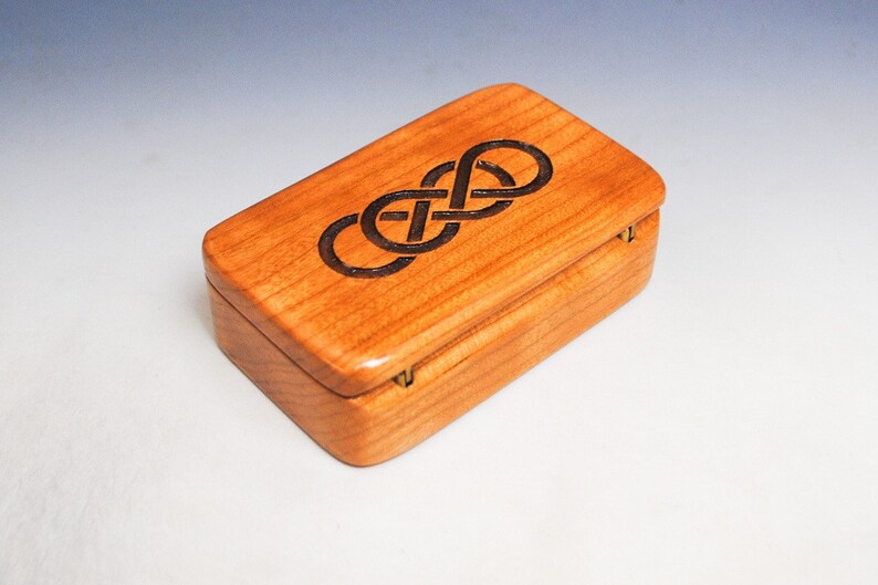 Small Wooden Box With Engraved Double Infinity on Cherry - Etsy