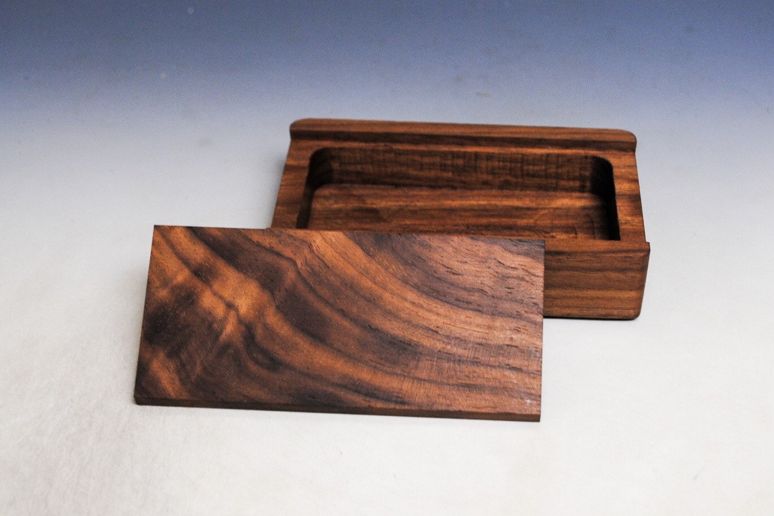 Slide Top Small Wood Box of Walnut With Figured Walnut USA - Etsy