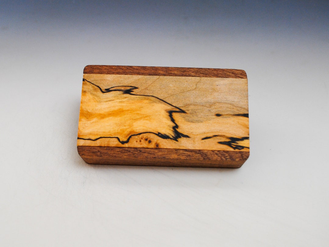 Slide Top Small Wood Box of Mahogany With Spalted Maple USA Made by ...