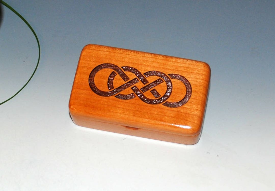 Small Wooden Box With Engraved Double Infinity on Cherry Handmade Wood ...