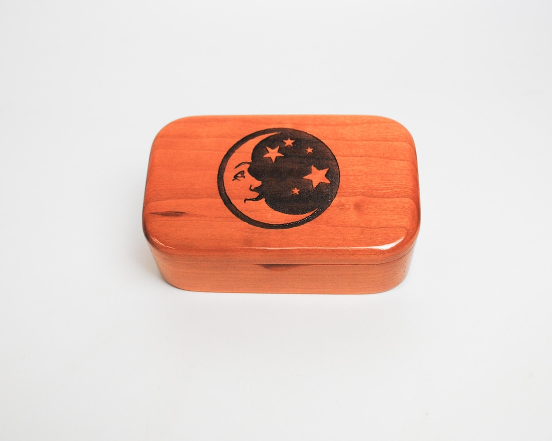 Wooden Box With Moon & Stars of Cherry - Handmade Box for Treasures ...
