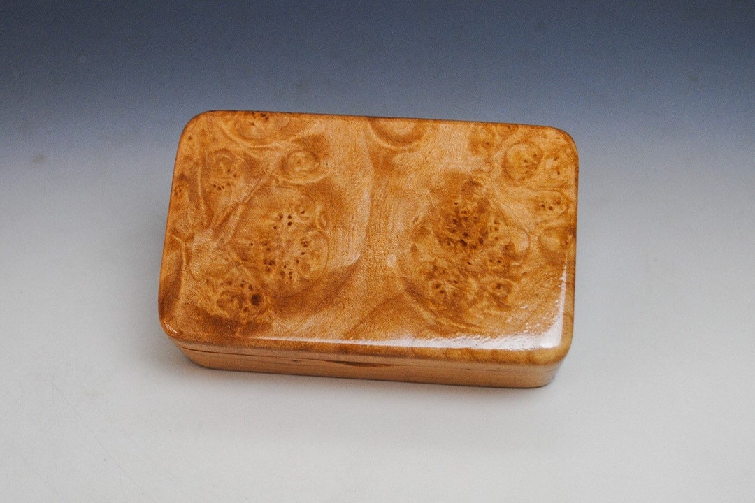 Very Small Wooden Box of Cherry With Maple Burl by Burlwoodbox - Etsy