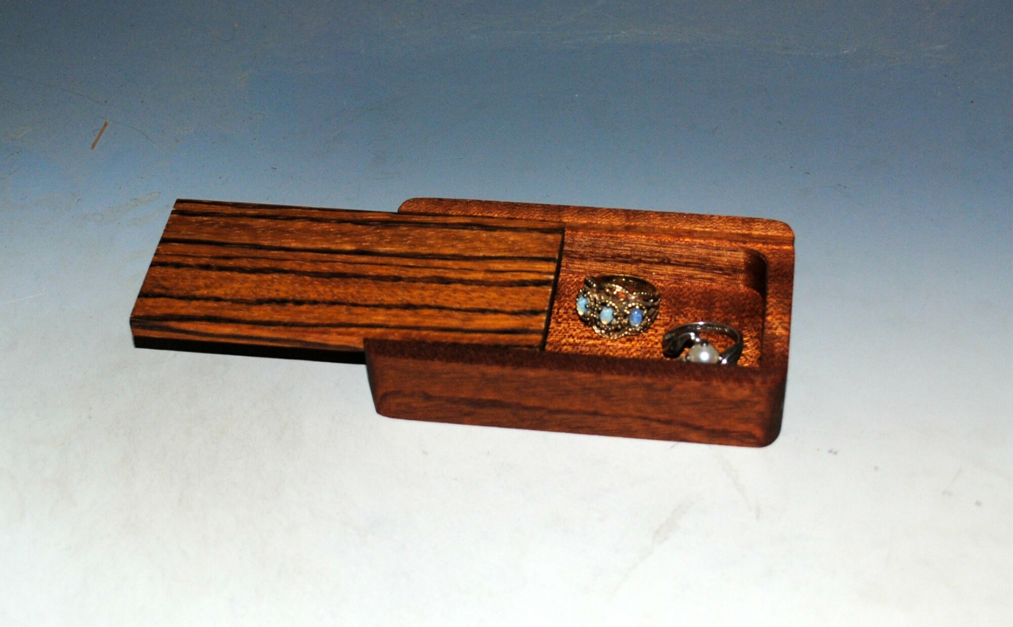 Slide Top Small Wood Box of Mahogany With Zebrawood USA Made | Etsy