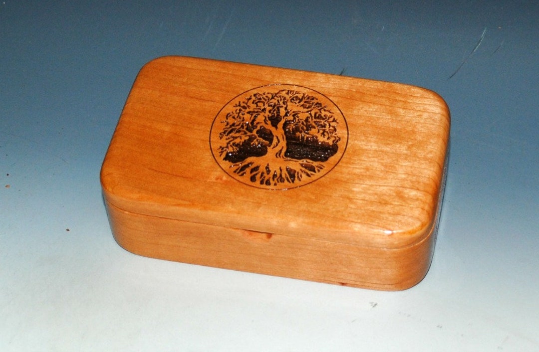 Wooden Box With Tree of Life Engraved on Cherry in Our Treasure Box ...