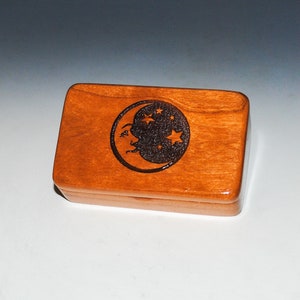 Small Wooden Box With Engraved Moon and Stars of Cherry by Burlwoodbox ...