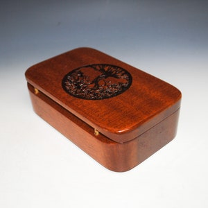 Tree of Life Engraved Wooden Treasure Box of Mahogany Handmade in the ...