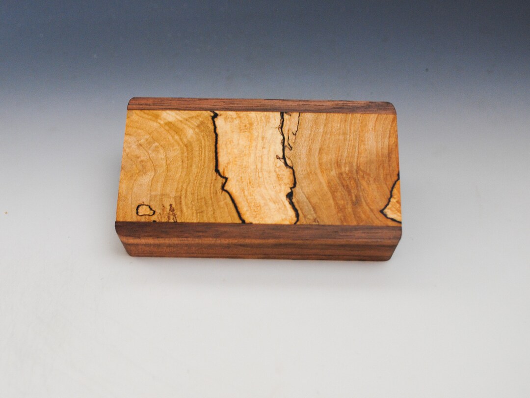 Slide Top Small Wood Box of Walnut With Spalted Maple USA Made by ...