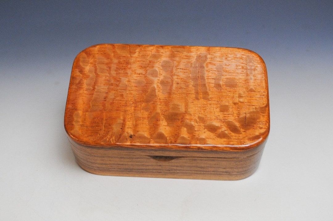 Wooden Trinket Box of Lacewood on Walnut Small Wood Jewelry or Treasure ...
