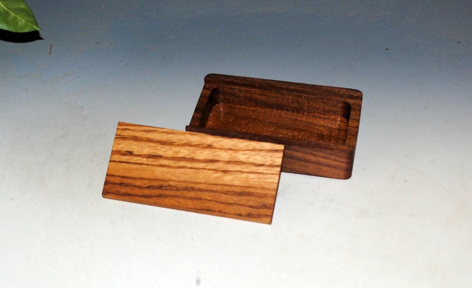 Slide Top Small Wood Box of Walnut With Zebrawood USA Made - Etsy