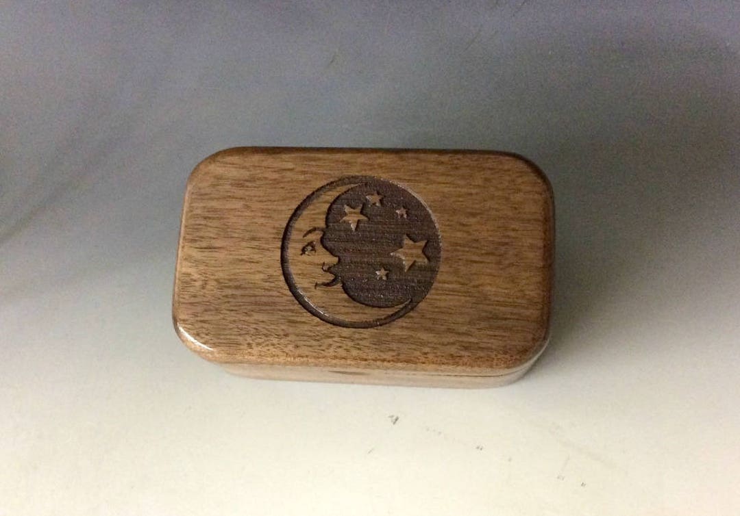 Moon & Stars Box Engraved Wooden Trinket Box of Walnut Small - Etsy