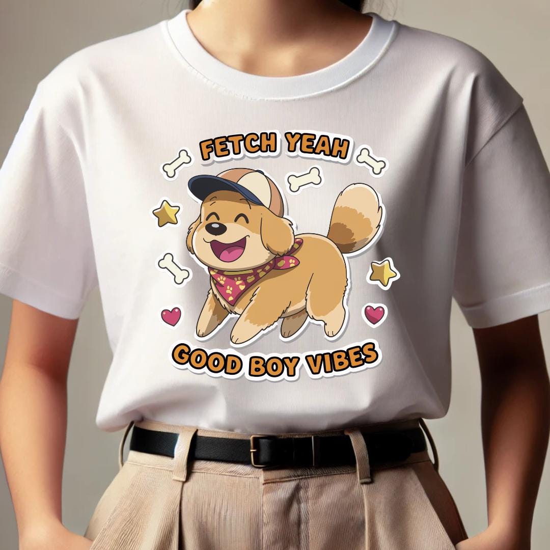Fetch Yeah Dog PNG – Cute Golden Retriever Clipart With Bones, Bandana ...