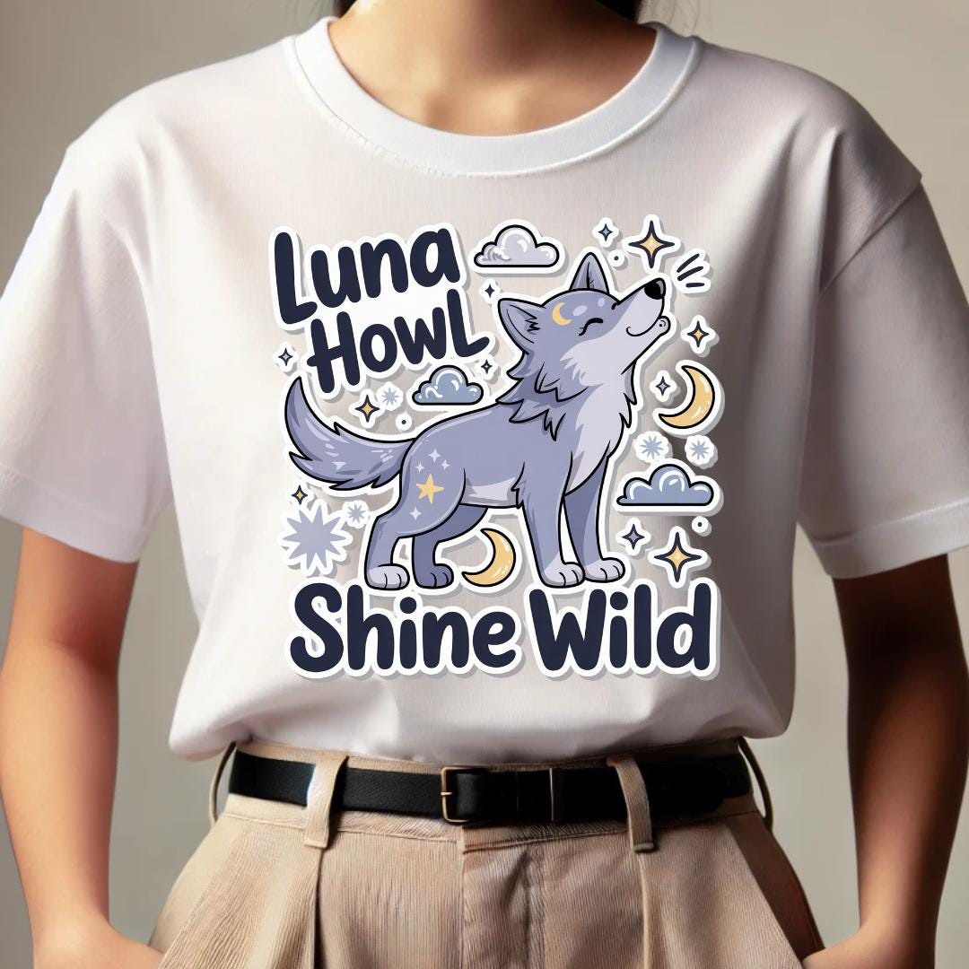 Luna Howl PNG – Mystical Moon Wolf Clipart With Stars and Clouds ...