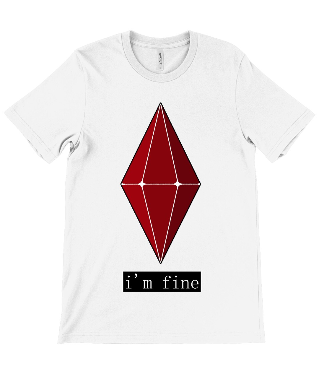 The Sims T-shirt - I'm Fine Red Plumbob (unisex Crew Neck Bella ...