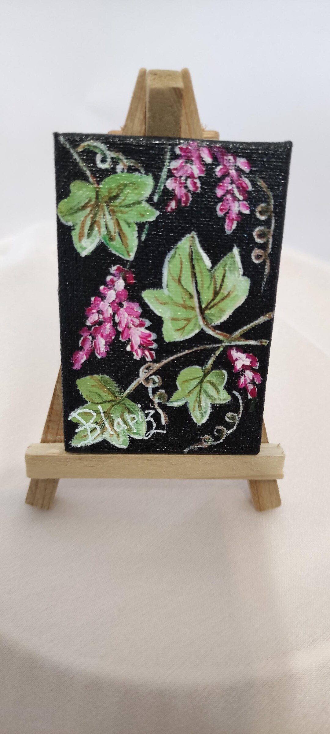 Micro Painting on Canvas, Hand Painted, With Magnet and Wooden Easel ...