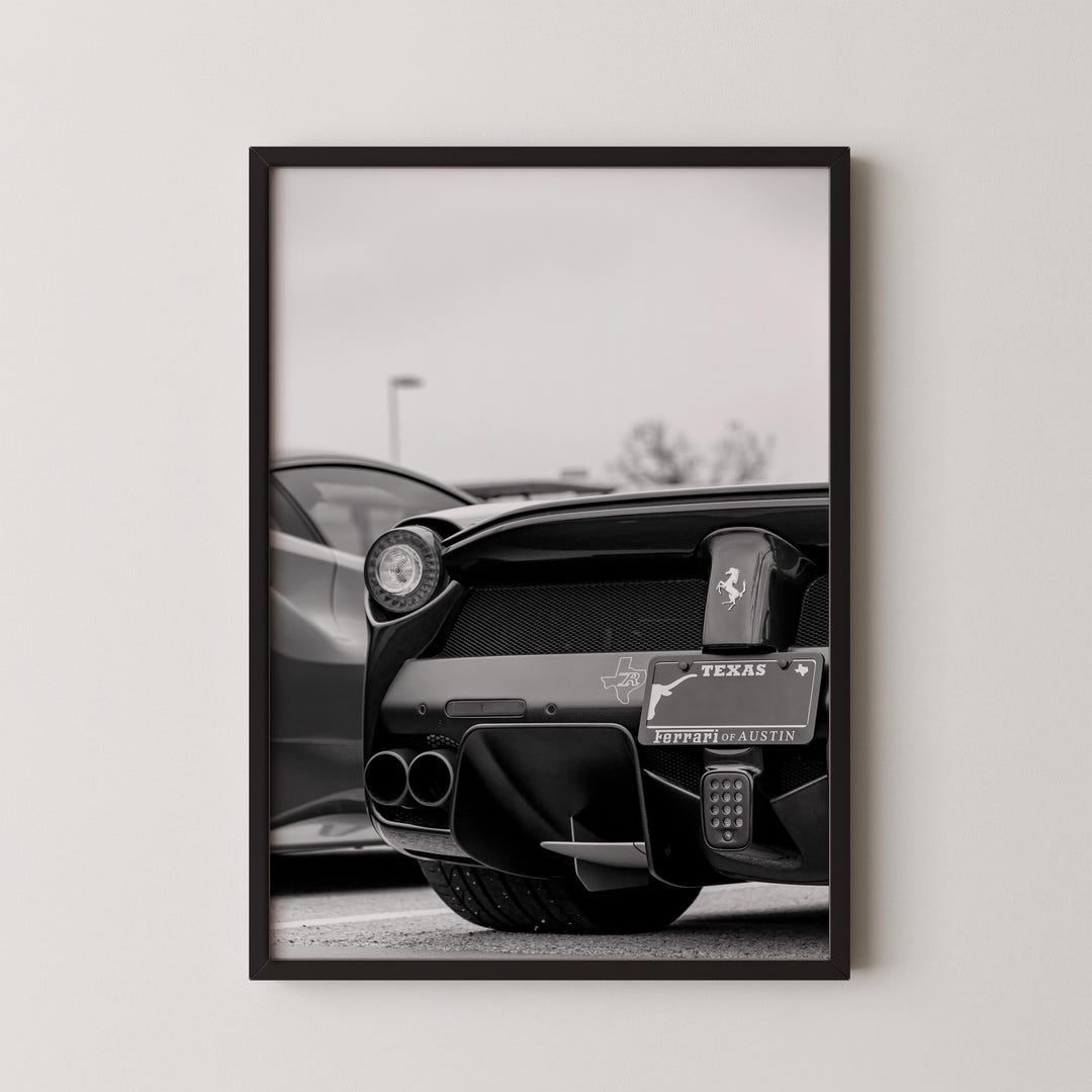 Black and White Ferrari Poster: Classic Sports Car Photography - Etsy