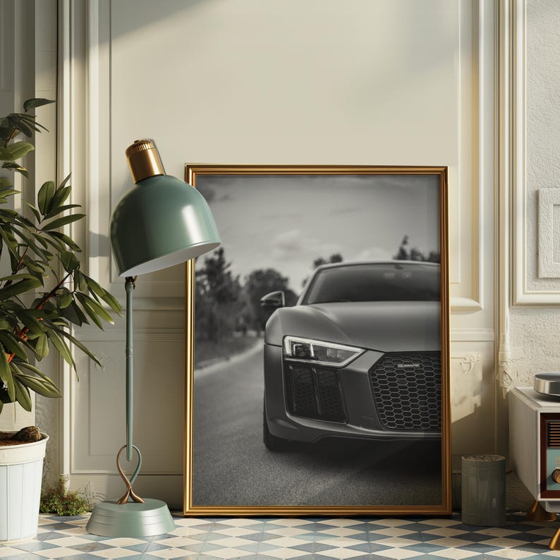 Audi R8 Car Poster: Sleek Black & White Photography Print - Etsy