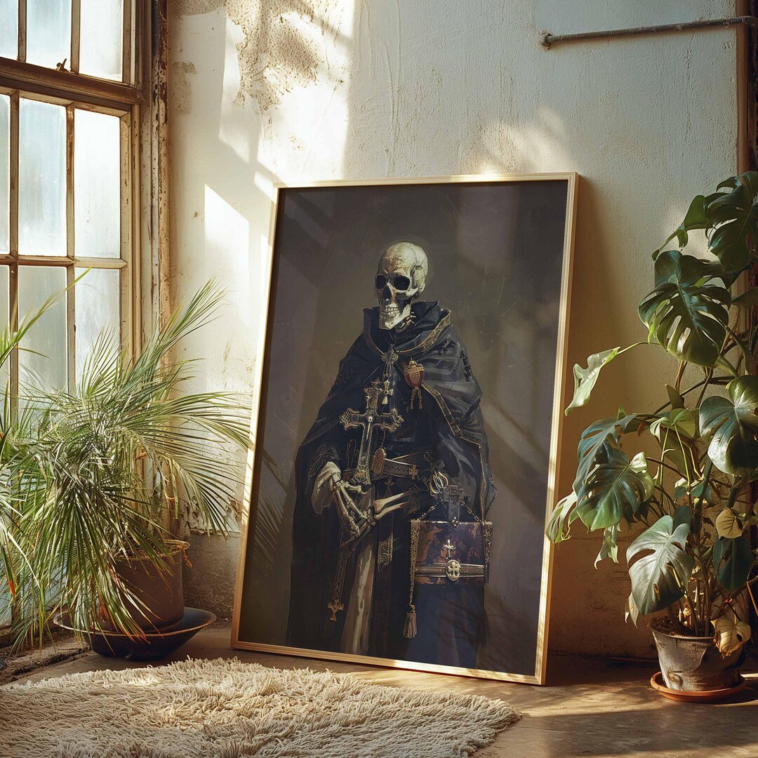Vintage Skeleton Monk Art Print | Macabre Gothic Home Decor - Etsy