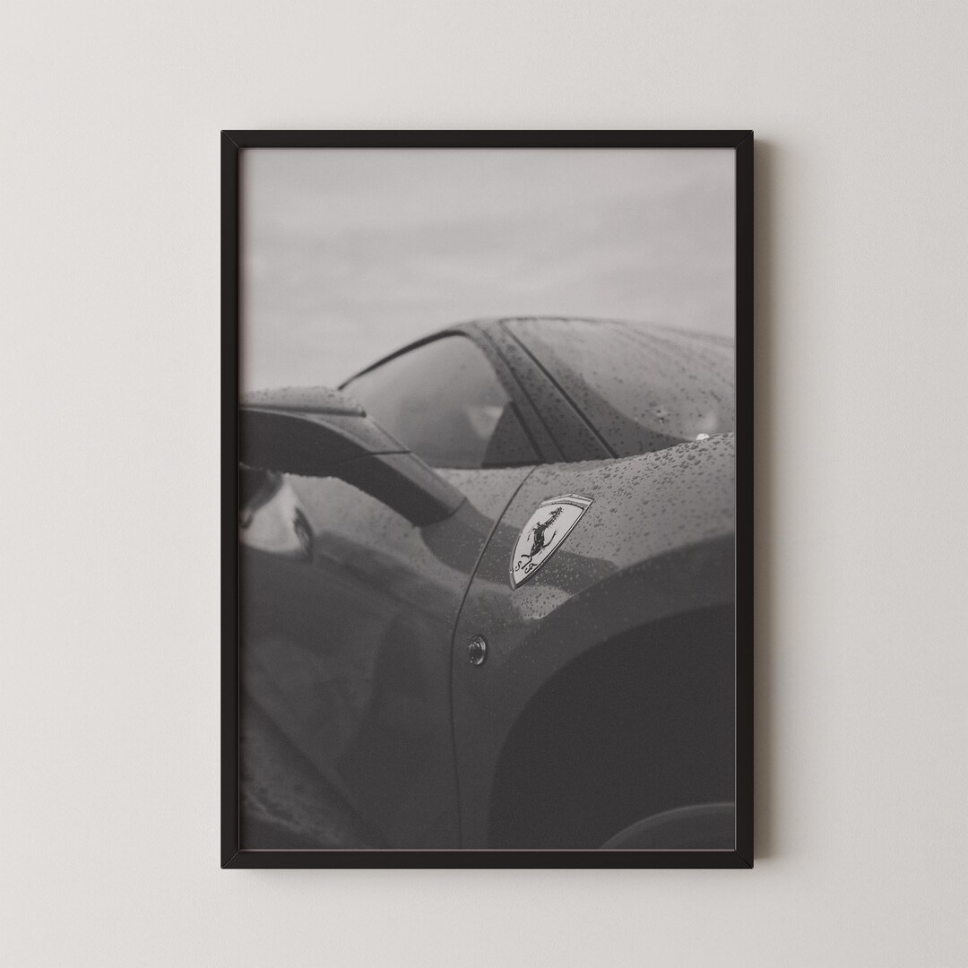 Black and White Ferrari Poster: Luxury Sports Car Wall Art - Etsy