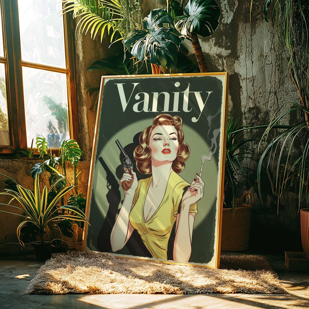 Vintage 1950s Glamour Poster | Retro Vanity Art Print | Pin-up Style ...