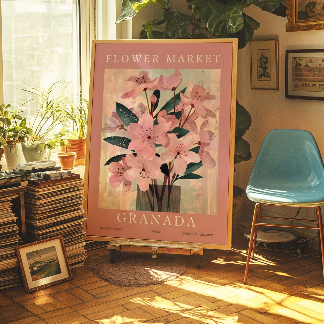 Granada Flower Market Vintage Poster | Blush Floral Art Print - Etsy