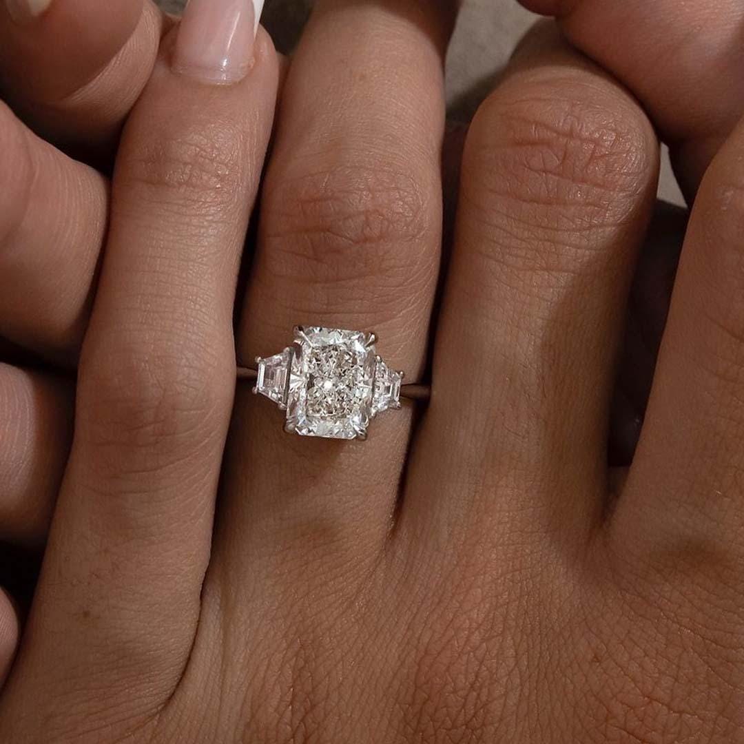 Radiant Cut Lab Created Diamond Three Stone Ring 1–3 CT IGI Certified ...