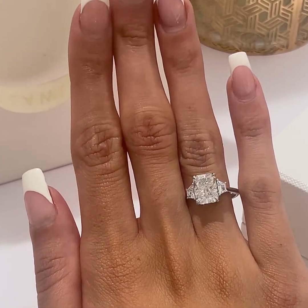 Radiant Cut Lab Created Diamond Three Stone Ring 1–3 CT IGI Certified ...