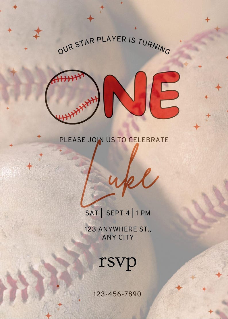 Editable Baseball Birthday Party Invite Instant Download - Etsy