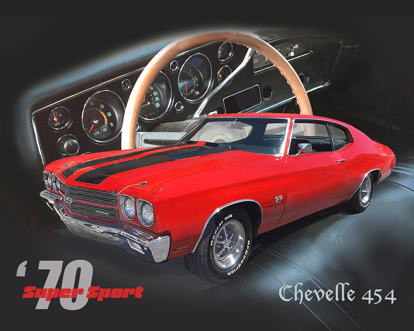 1970 Chevelle Print SS 454 Muscle Car, Garage Art, Man Cave Art - Etsy