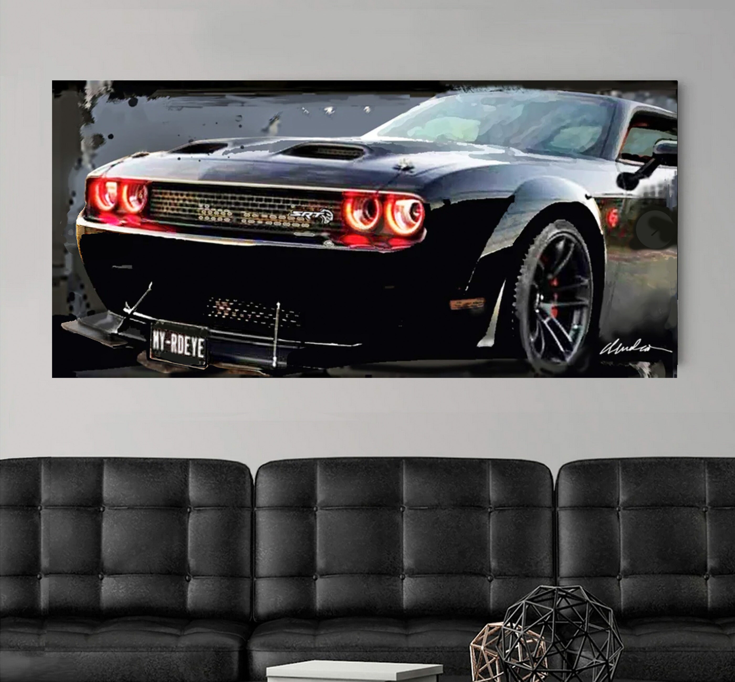 2020 DODGE HELLCAT Canvas Art Digital Photo Painting, Man Cave or ...