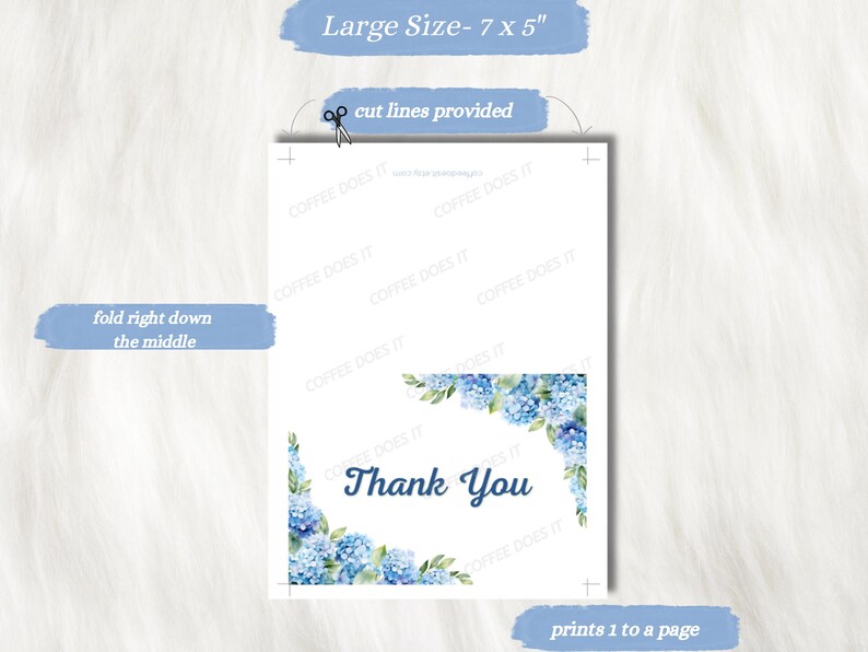 Printable Hydrangea Thank You Card, Floral Thank You Card, Thank You ...