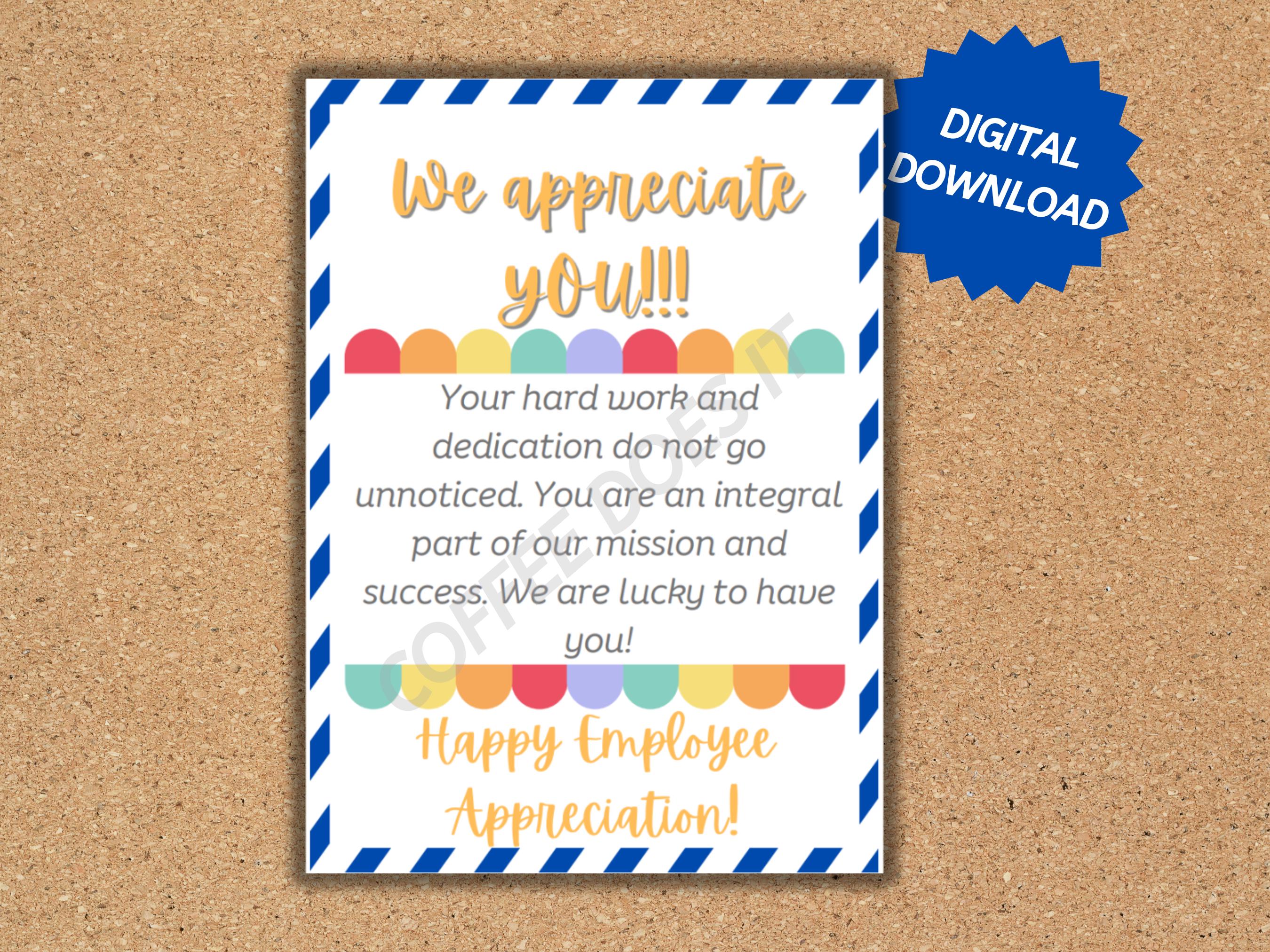 Employee Appreciation Printable Card, Printable Appreciation Card ...