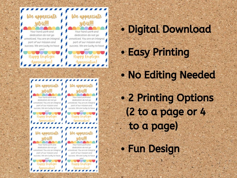 Employee Appreciation Printable Card, Printable Appreciation Card ...