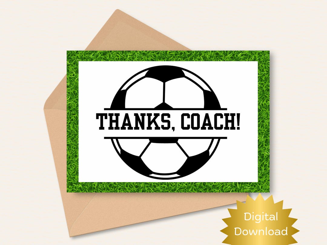 Printable Soccer Coach Thank You Card, Thank You Note, Sports Thank You ...