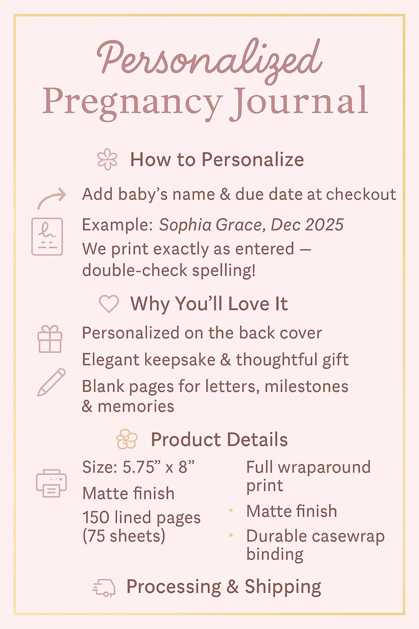 Pregnancy Journal With Stars, Journals for Mom- To- Be, Baby Memory ...